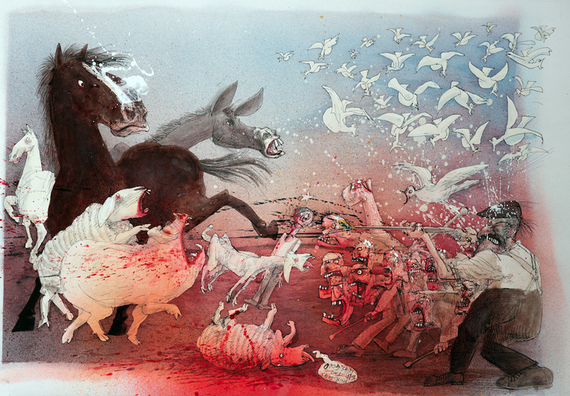 Ralph Steadman Animal Farm Revolution Print – Ralph Steadman Prints